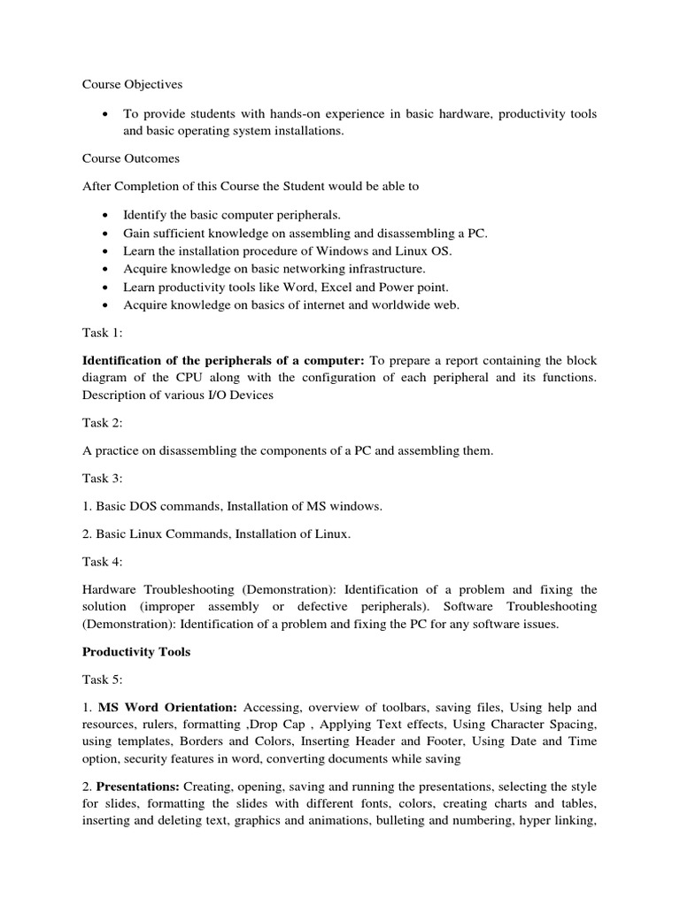 Identification of The Peripherals of A Computer: To Prepare A Report ...