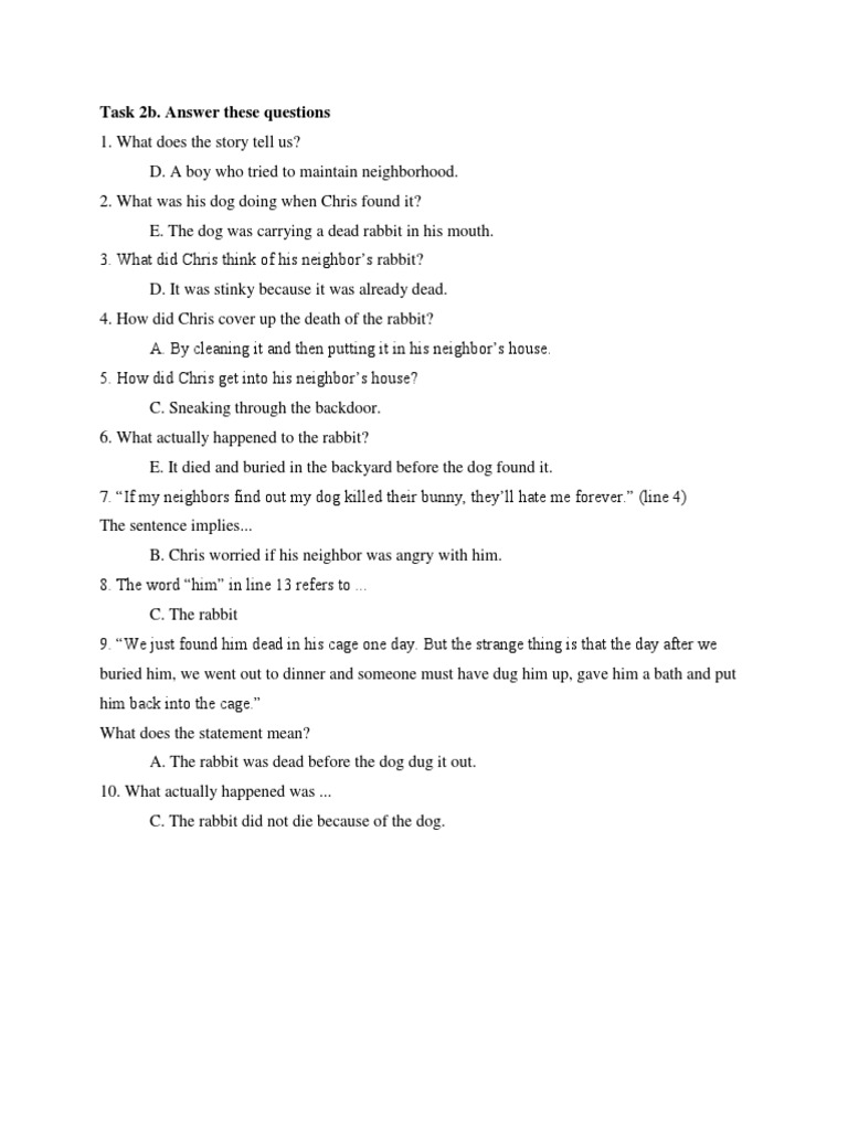 Task 2b. Answer These Questions | PDF