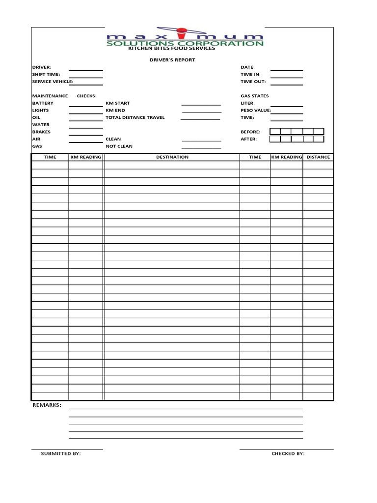 Drivers Report Form