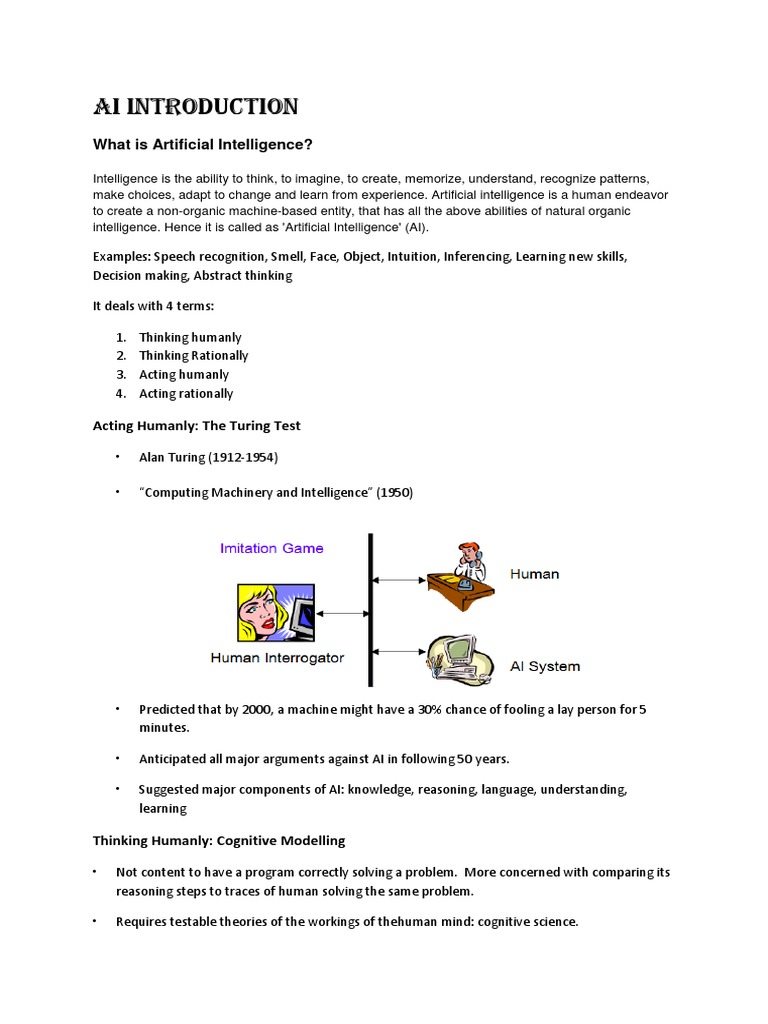 Ai Introduction: What Is Artificial Intelligence? | PDF | Artificial ...