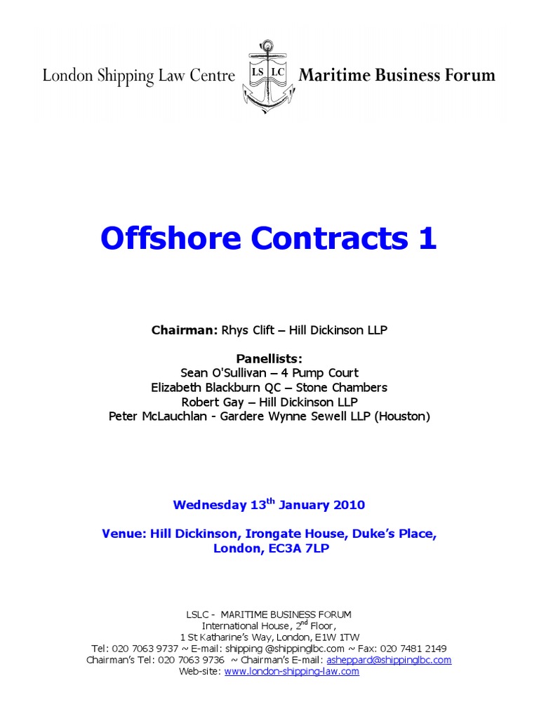 Offshore Contracts 1 PDF | PDF | Indemnity | Liability Insurance