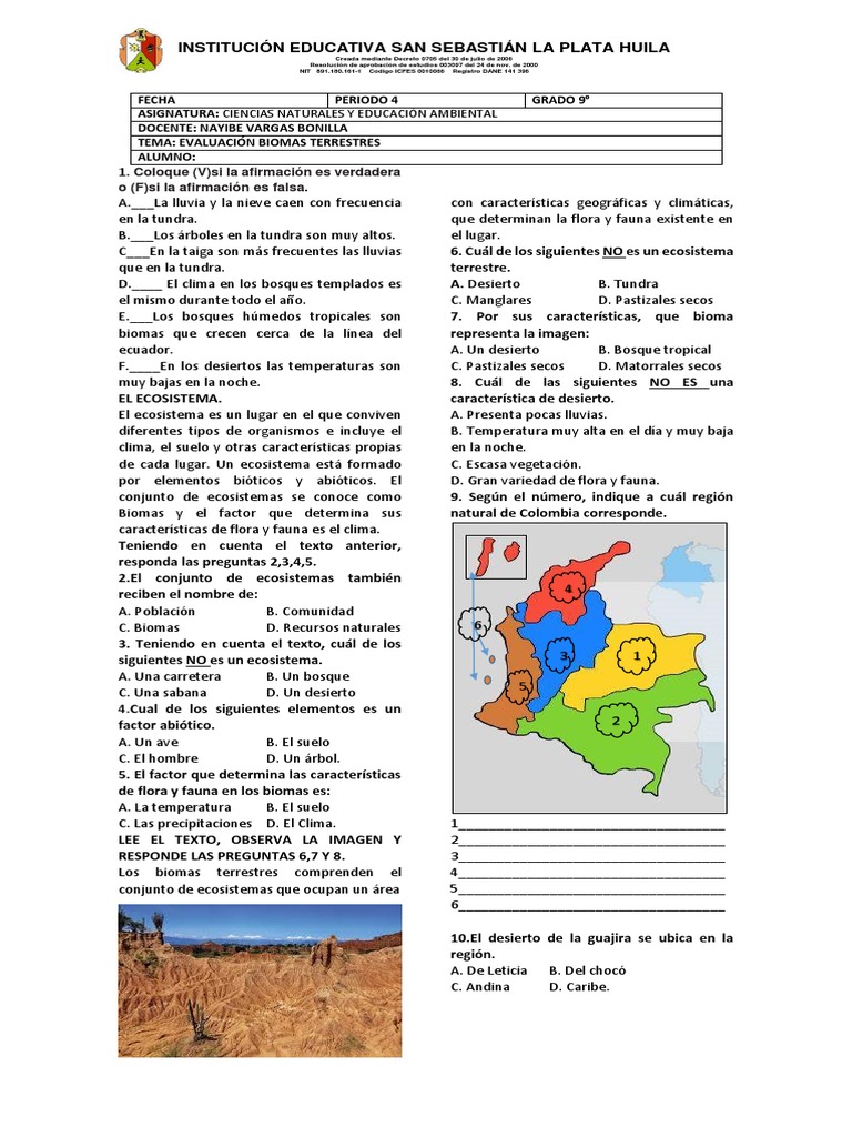 Evaluación de Biomas Terrestres | PDF | Ecosistema | Desierto