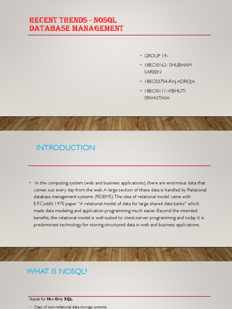 Recent Trends - Nosql Database Management | PDF | No Sql | Relational ...
