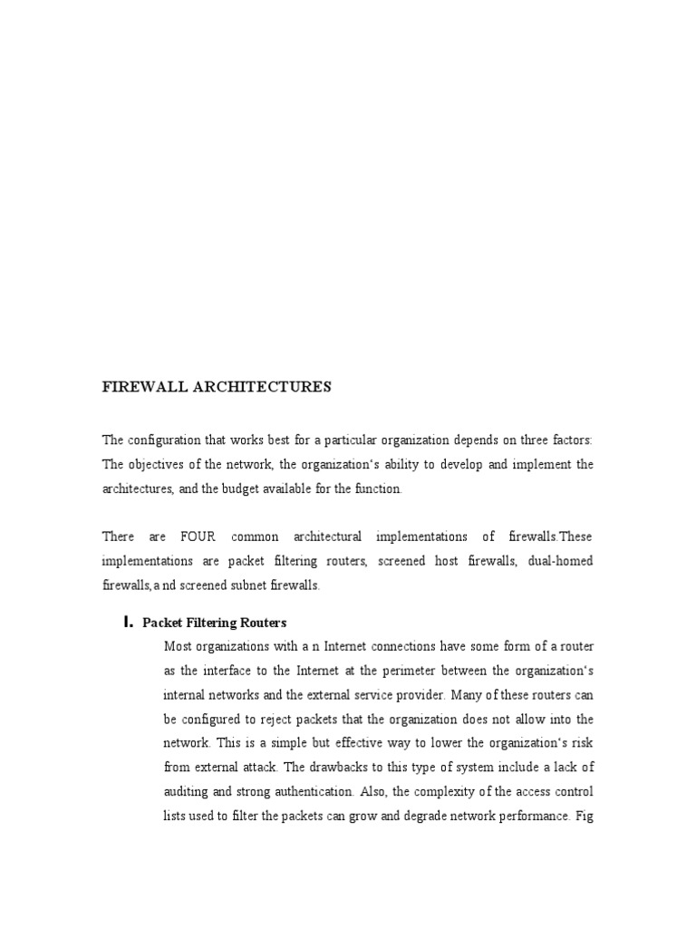 Firewall Architectures: Packet Filtering Routers | PDF | Firewall (Computing) | Computer Network
