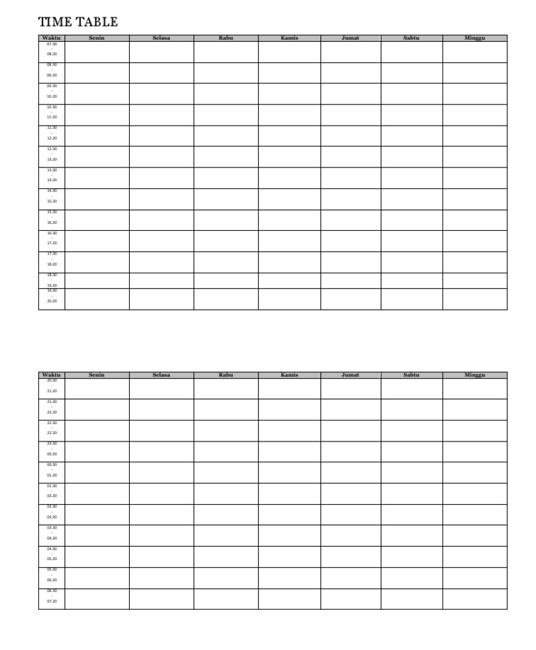 Weekly Time Table Schedule | PDF | Travel | Art