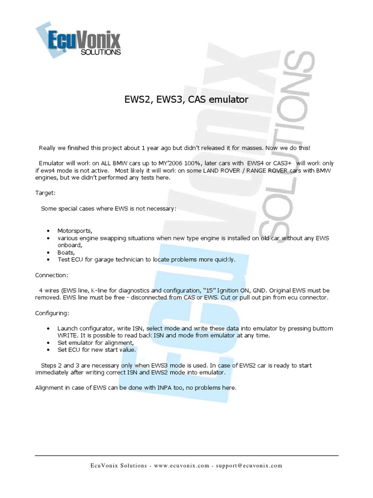 EWS2, EWS3, CAS Emulator | PDF