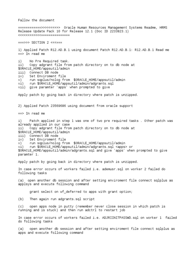HRMS Patches Document | PDF | Oracle Database | Zip (File Format)