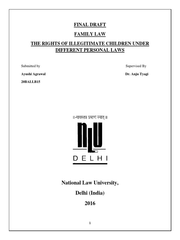 Personal Law Project | PDF | Legitimacy (Family Law) | Marriage