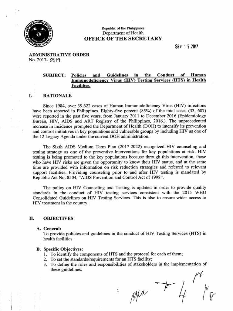 HIV Testing AO 2017-0019 | PDF