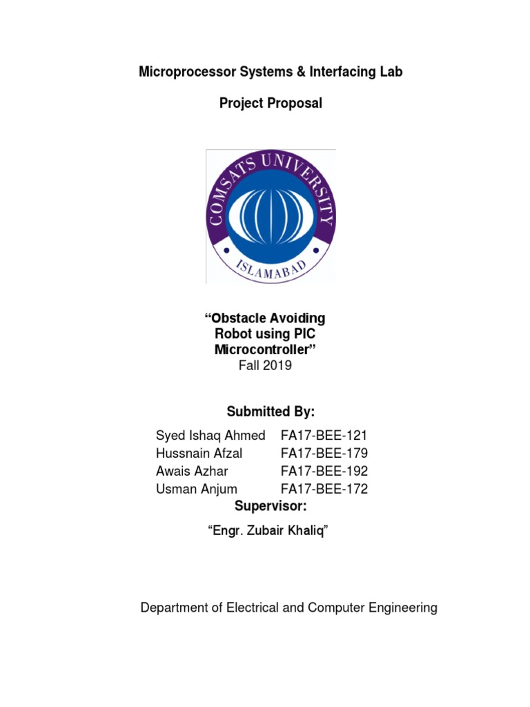 Microprocessor Systems And Interfacing Lab Project Proposal Fall 2019 Pdf Robot Robotics