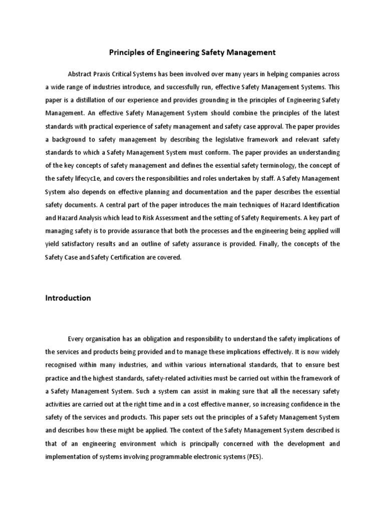 Principles of Engineering Safety Management | Download Free PDF ...