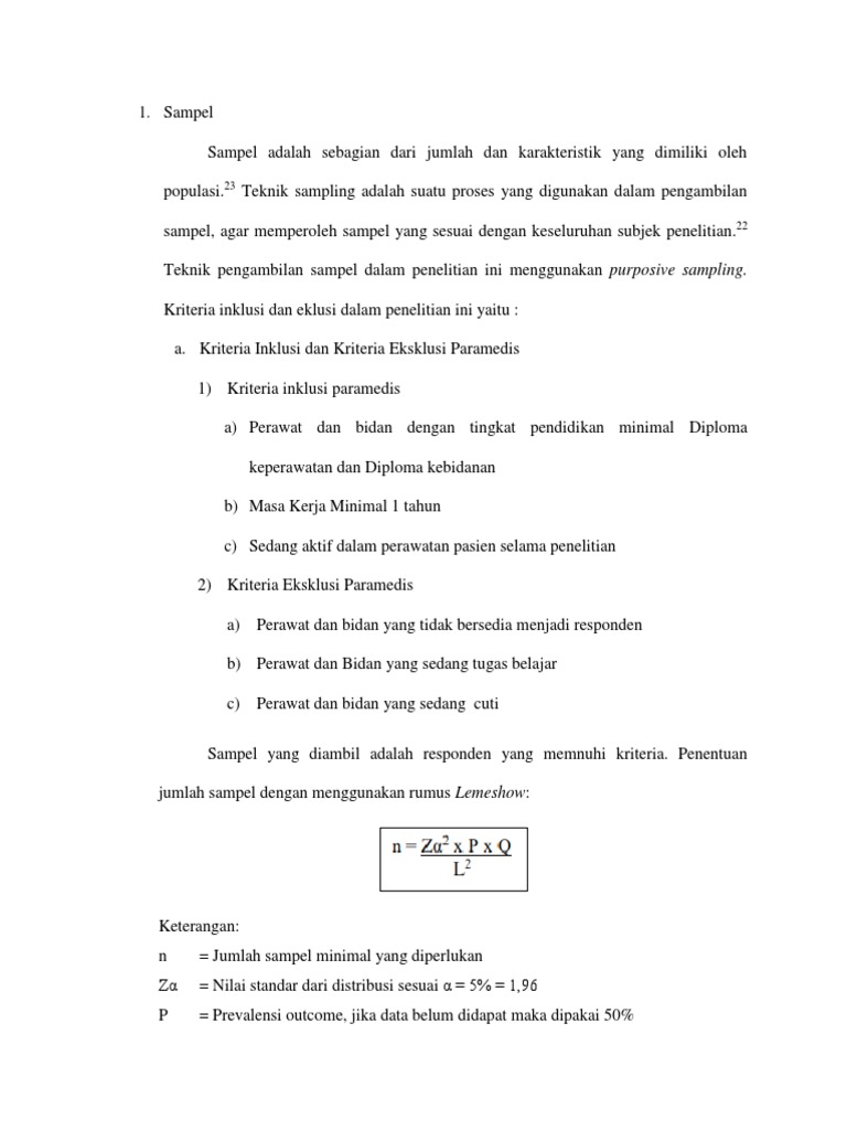 Penggunaan Rumus Lemeshow dalam Sampling | PDF