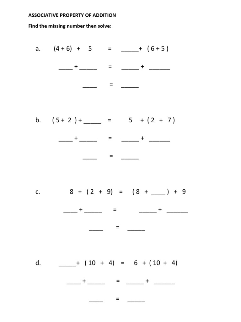 Associative Property of Addition | PDF