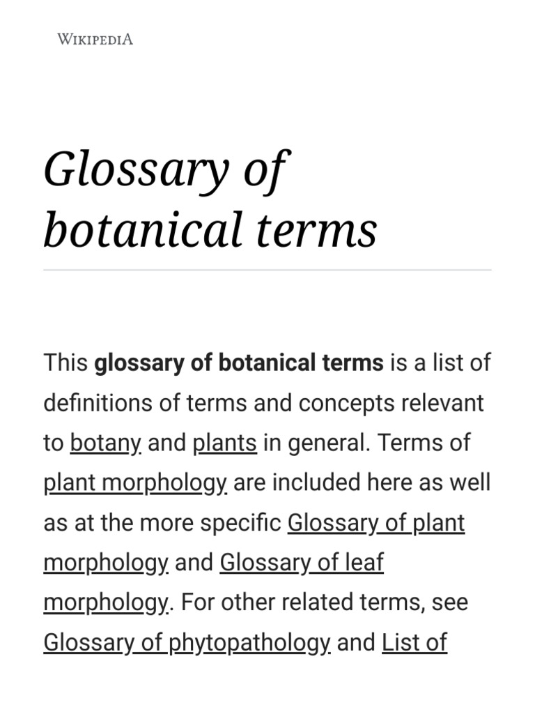 Glossary of Botanical Terms - Wikipedia | PDF | Leaf | Flowers