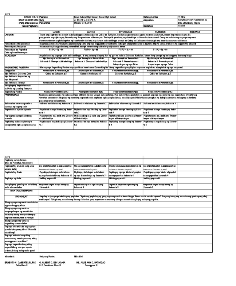 Grade 11 DLL - Ernesto Week 10 | PDF