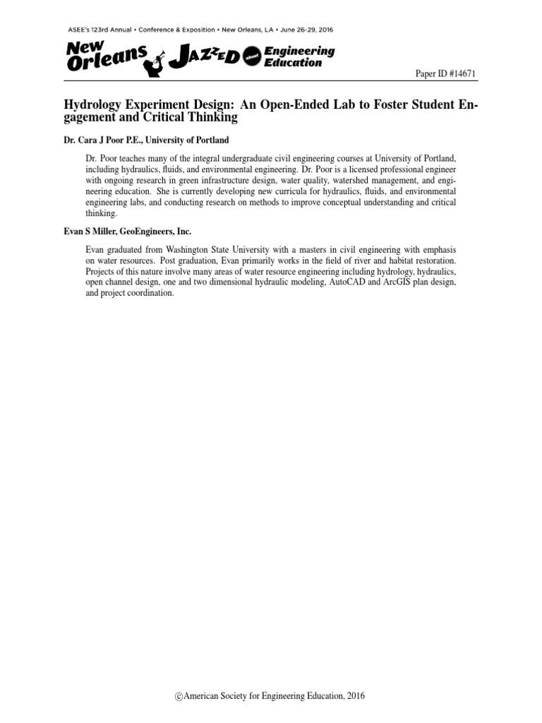 Hydrology Experiment Design An Open Ended | PDF | Surface Runoff ...