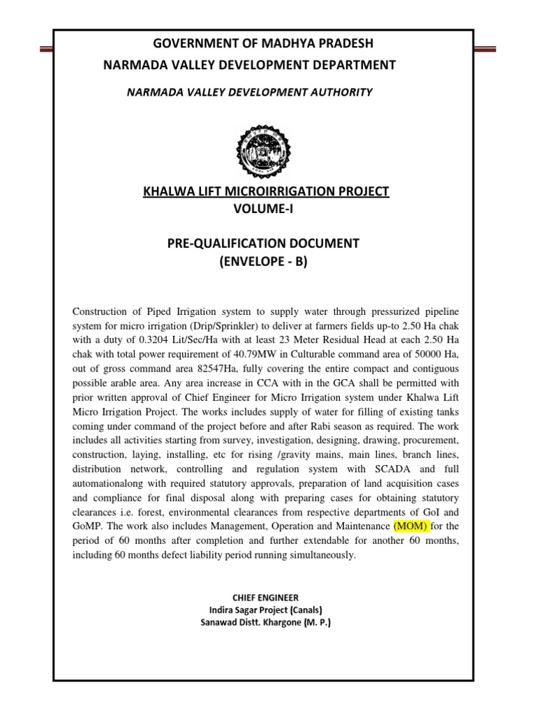 Volume-I Micro Irrigation Project | PDF | Joint Venture | Irrigation
