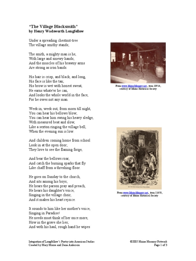 Anderson Blacksmith | PDF | Henry Wadsworth Longfellow | Poetry