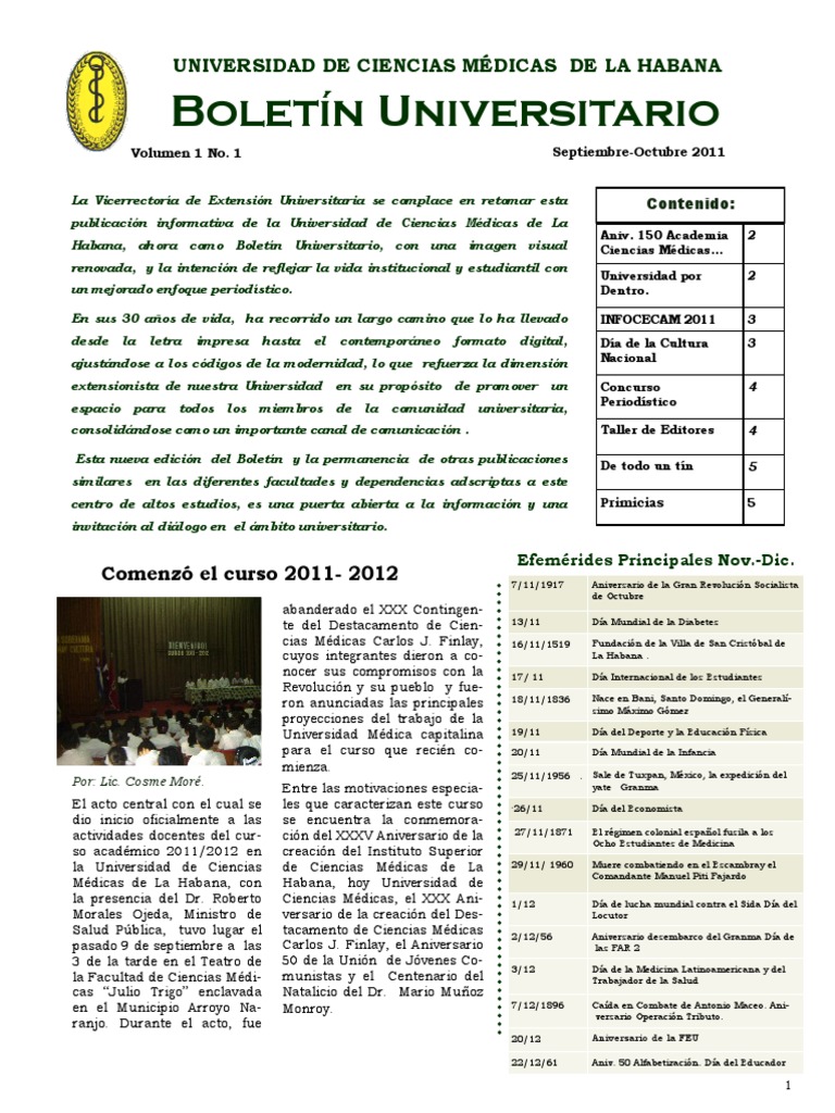 Inicio Curso 2011/2012 en UCMH | PDF | Cuba | la Habana