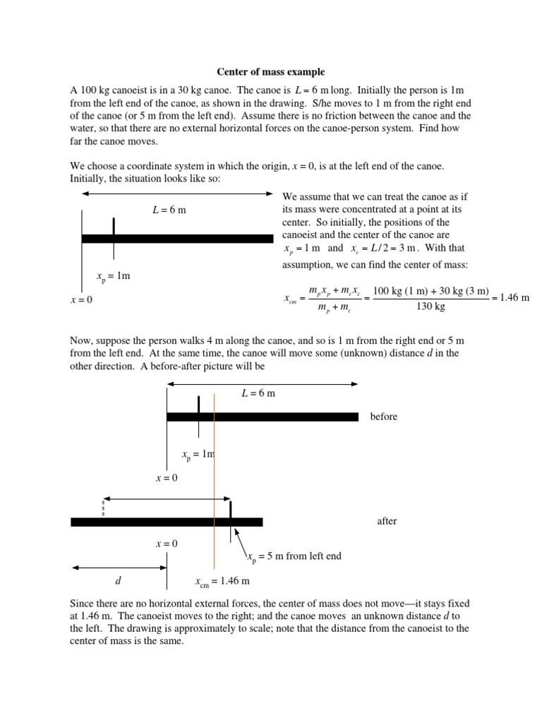 Center of Mass Example | PDF | Theoretical Physics | Teaching Mathematics