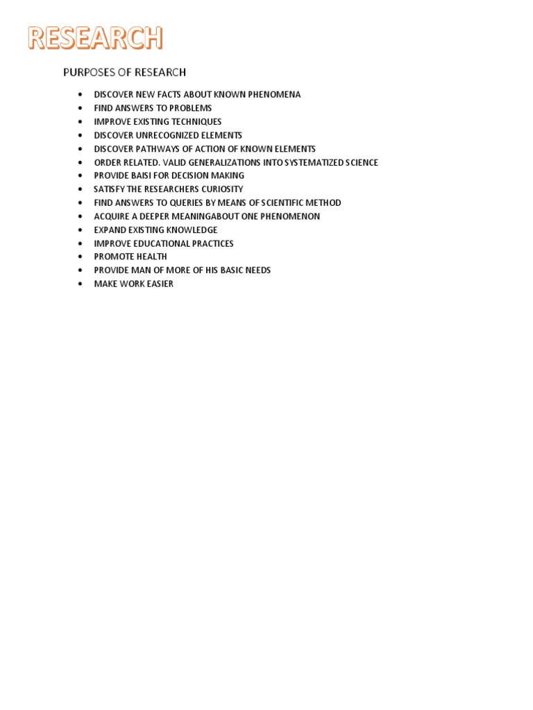 Research Purposes Explained | PDF