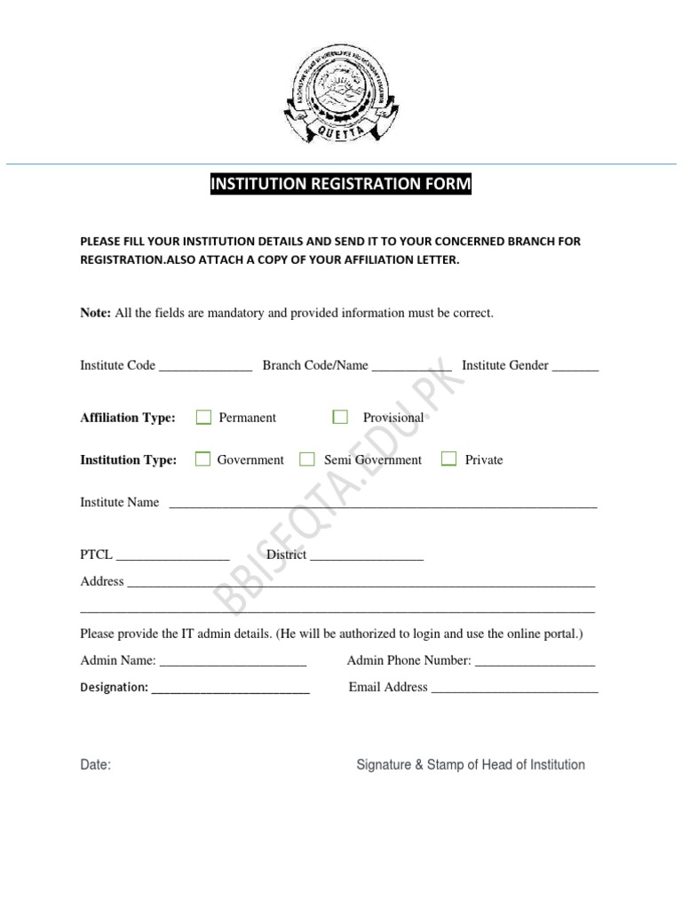 Institution Registration Form | PDF
