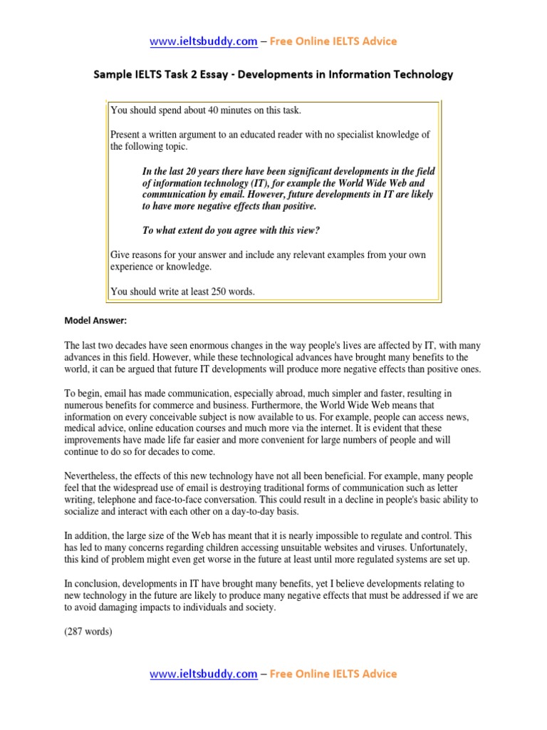 Task 2 Sample Essay Information Technology PDF | PDF | Internet ...