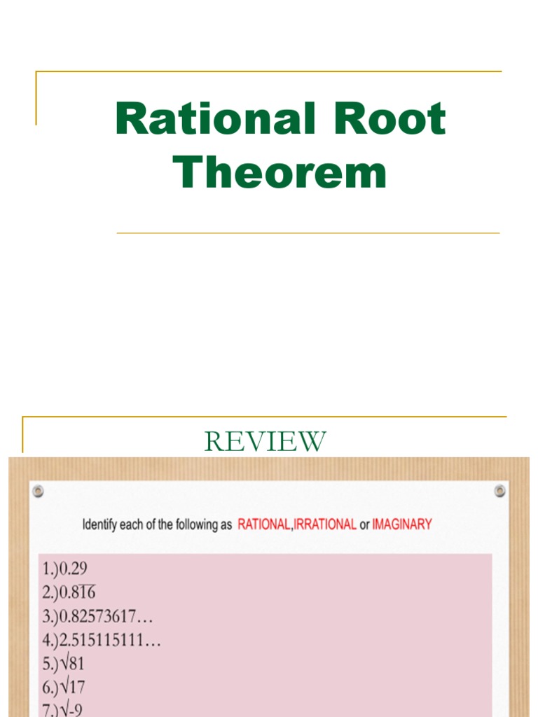 Rational Root Theorem Explained | PDF | Factorization | Zero Of A Function