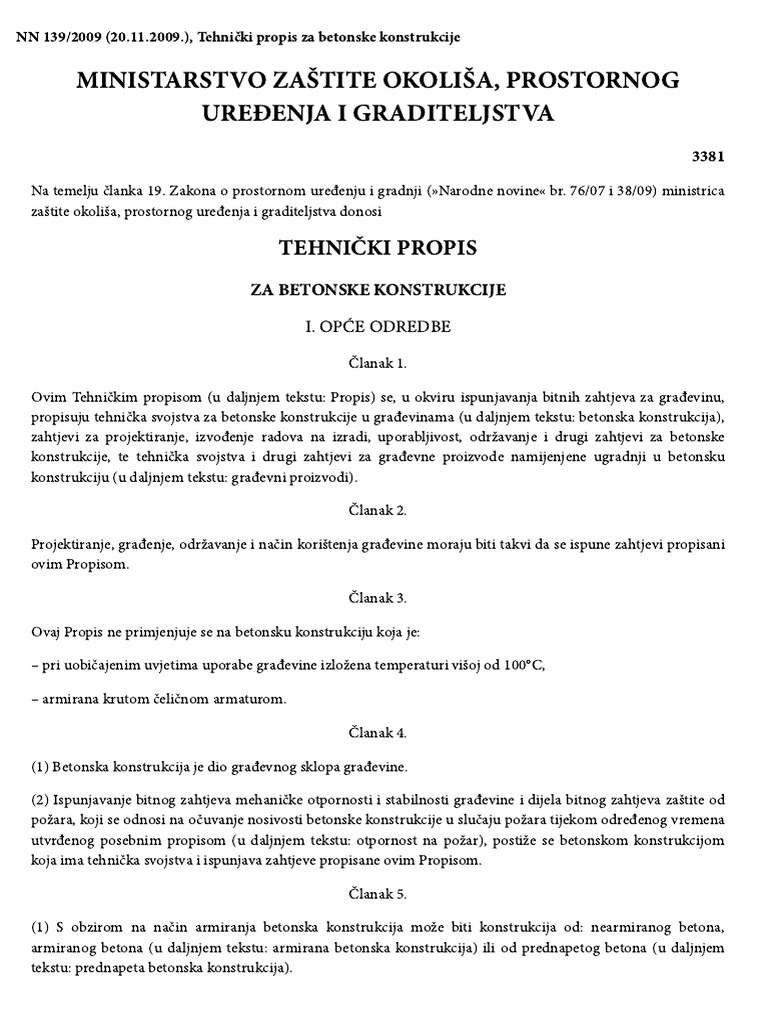 Tehnički Propis Za Betonske Konstrukcije | PDF