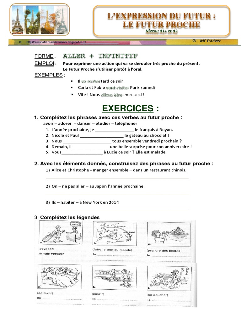 Exercices sur le Futur Proche A1-A2 | PDF