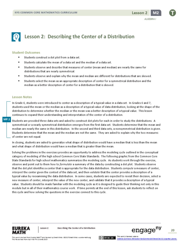Algebra I m2 Topic A Lesson 2 Teacher | PDF | Mean | Median