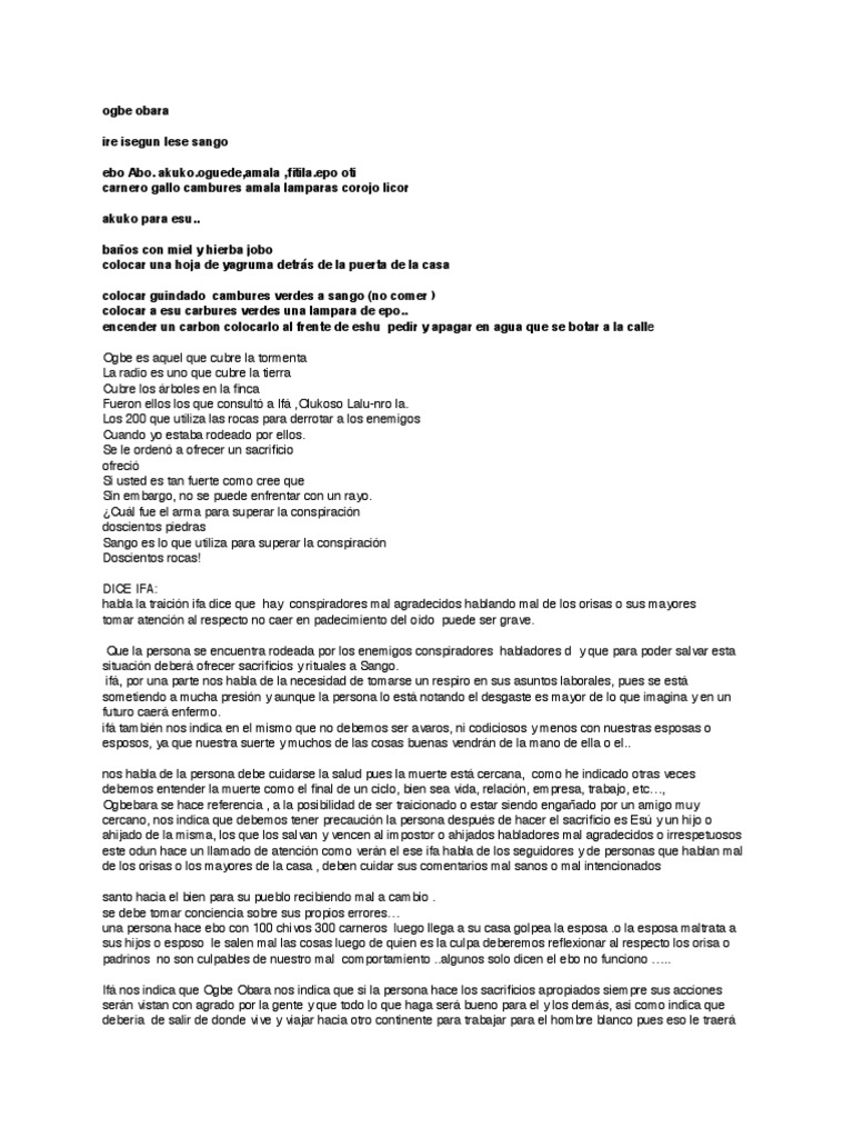 Ogbe Obara Dice Ifa | PDF