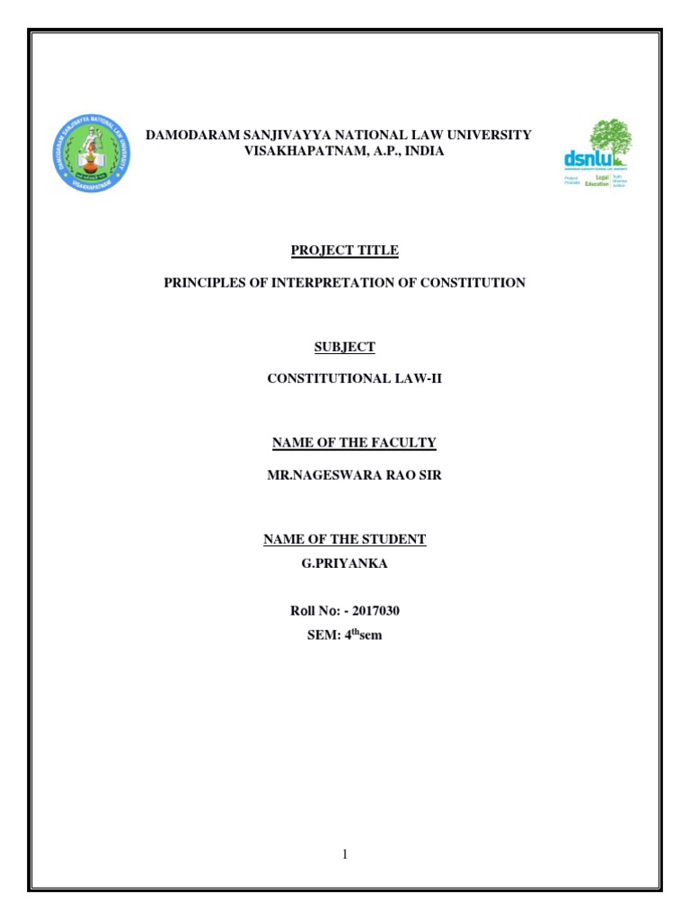 Principles of Interpretation of Constitution | PDF | Statutory ...