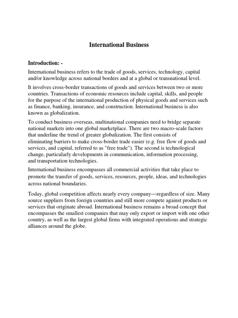 International Business: Introduction | PDF | International Business ...