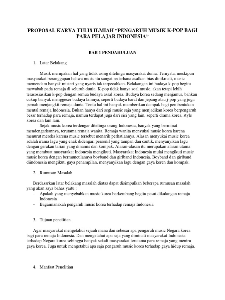 Proposal Karya Tulis Ilmiah Bahasa Indonesia | PDF