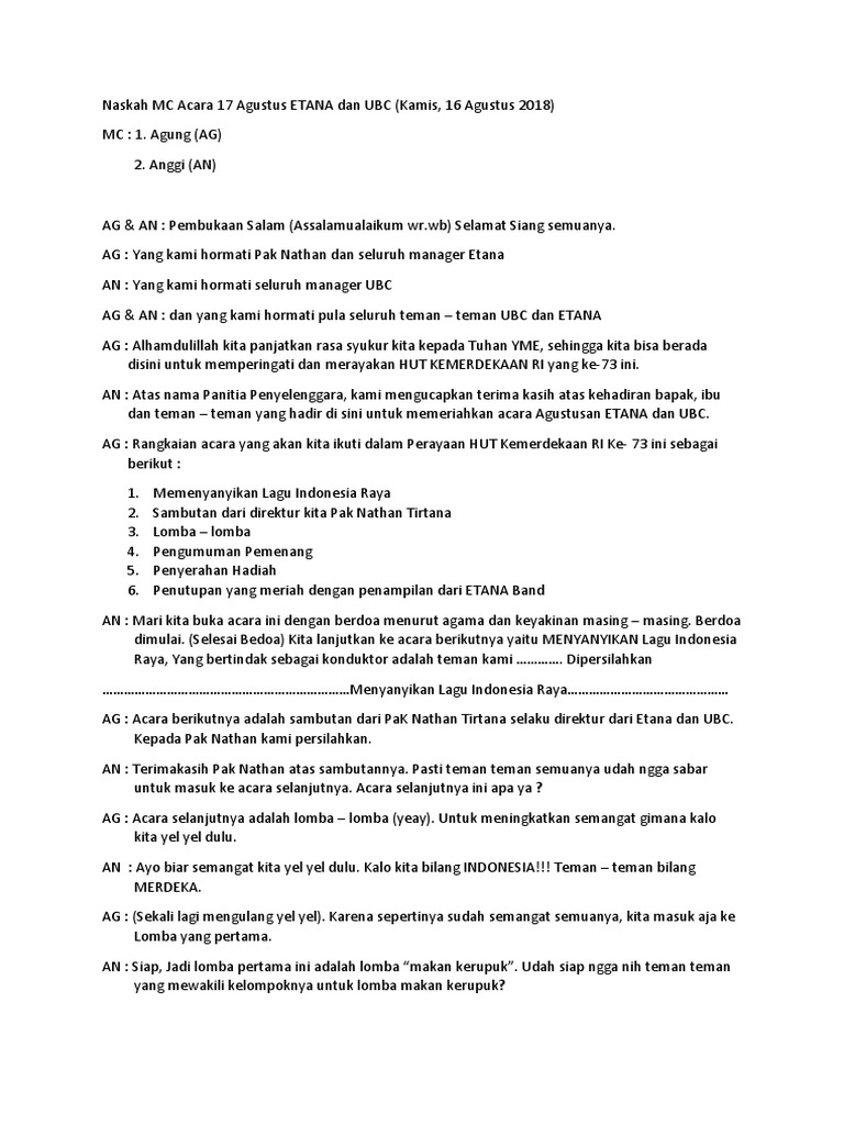 Contoh Draft MC | PDF