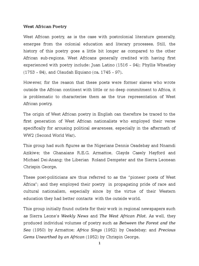 West African Poetry-1 | PDF | Poetry | Greek Mythology