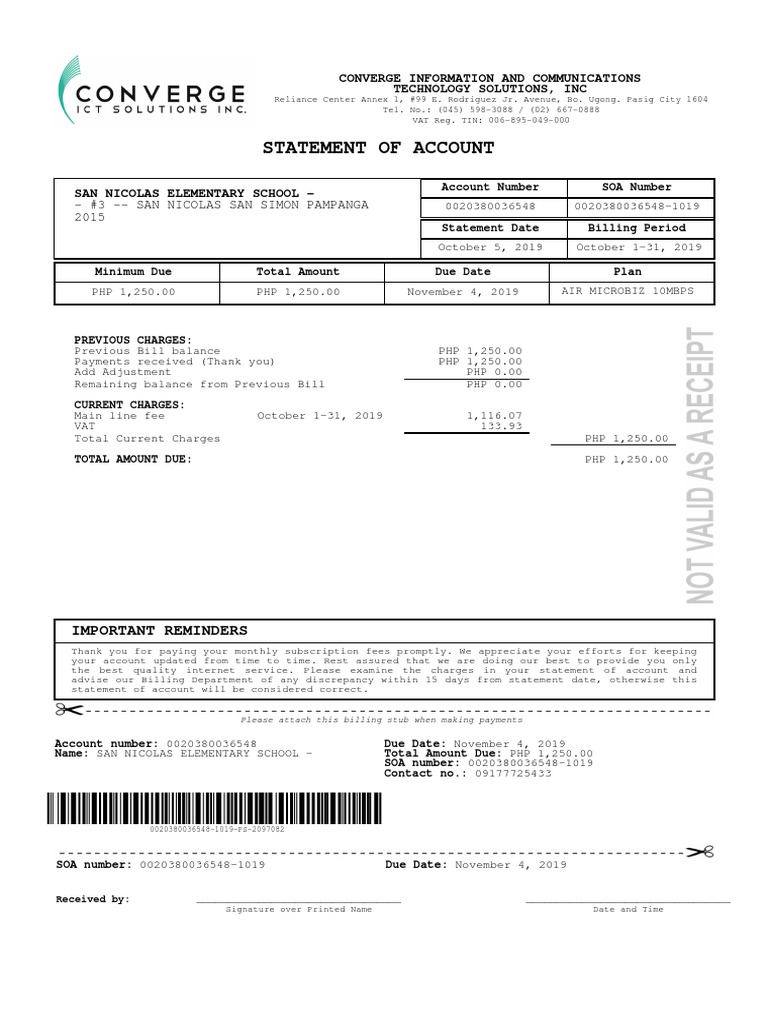 Statement Of Account: - #3 --San Nicolas San Simon Pampanga 2015 ...