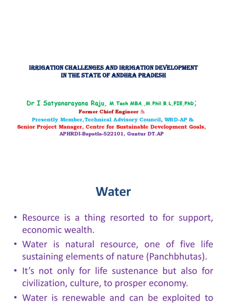 Irrigation Challenges and Irrigation Development in The State of Andhra ...