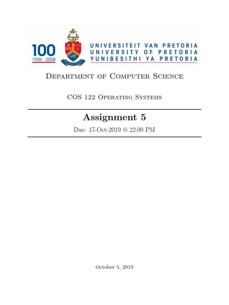 COS 122 Assignment 5 2019 | PDF | Scheduling (Computing) | Areas Of Computer Science