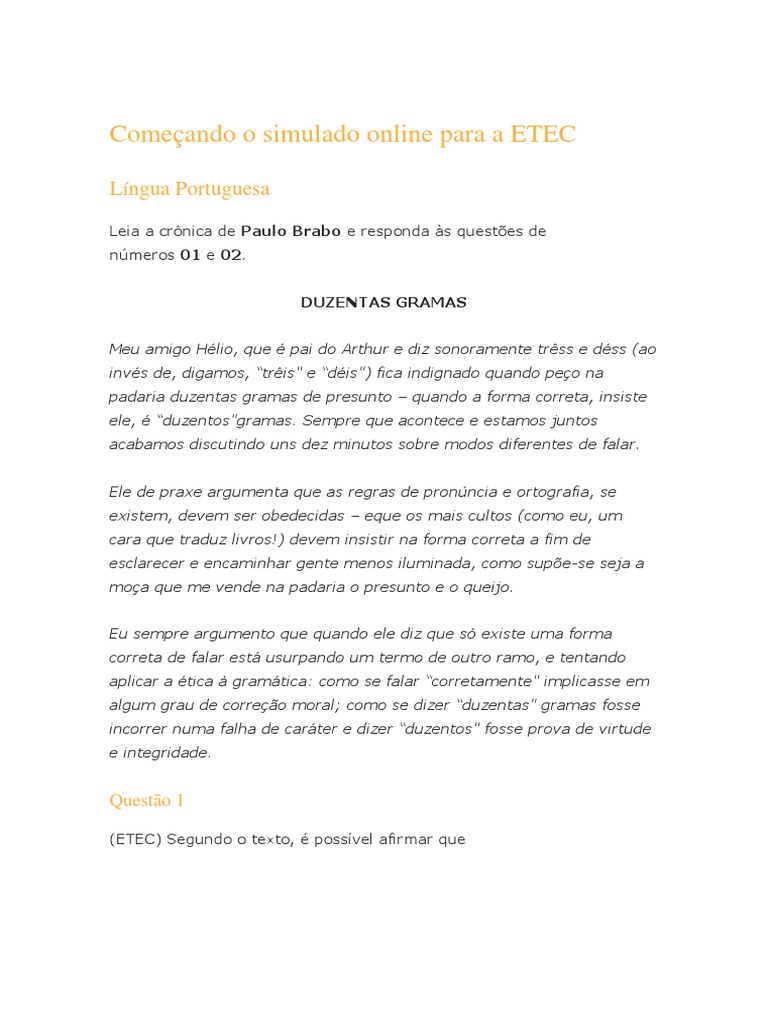 Simulado Etec | PDF | Dióxido de carbono | Organismos