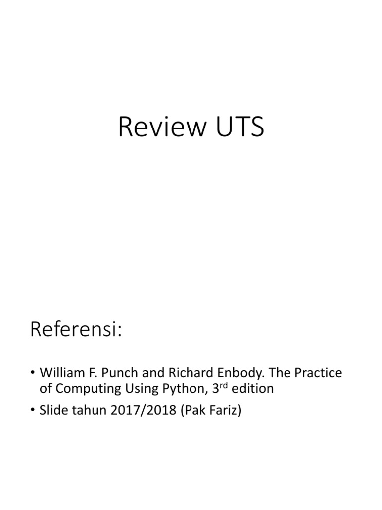 Review UTS Dasar-Dasar Pemrograman 1 | PDF | Computer Programming | Areas Of Computer Science