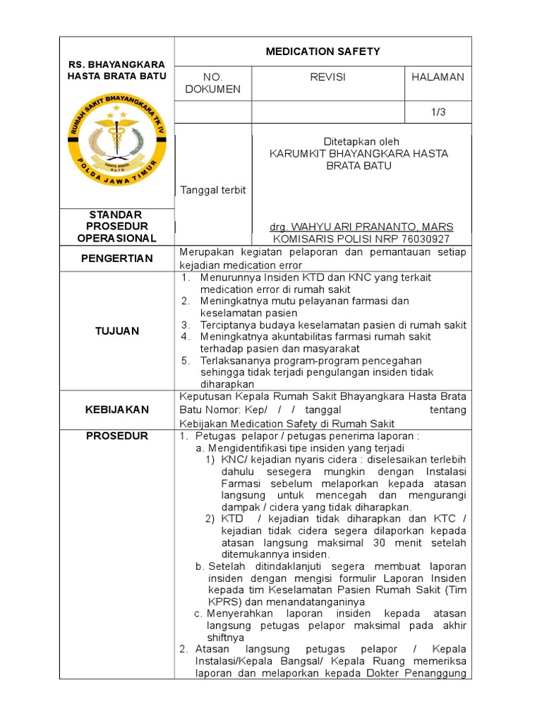 Sop Medication Safety | PDF