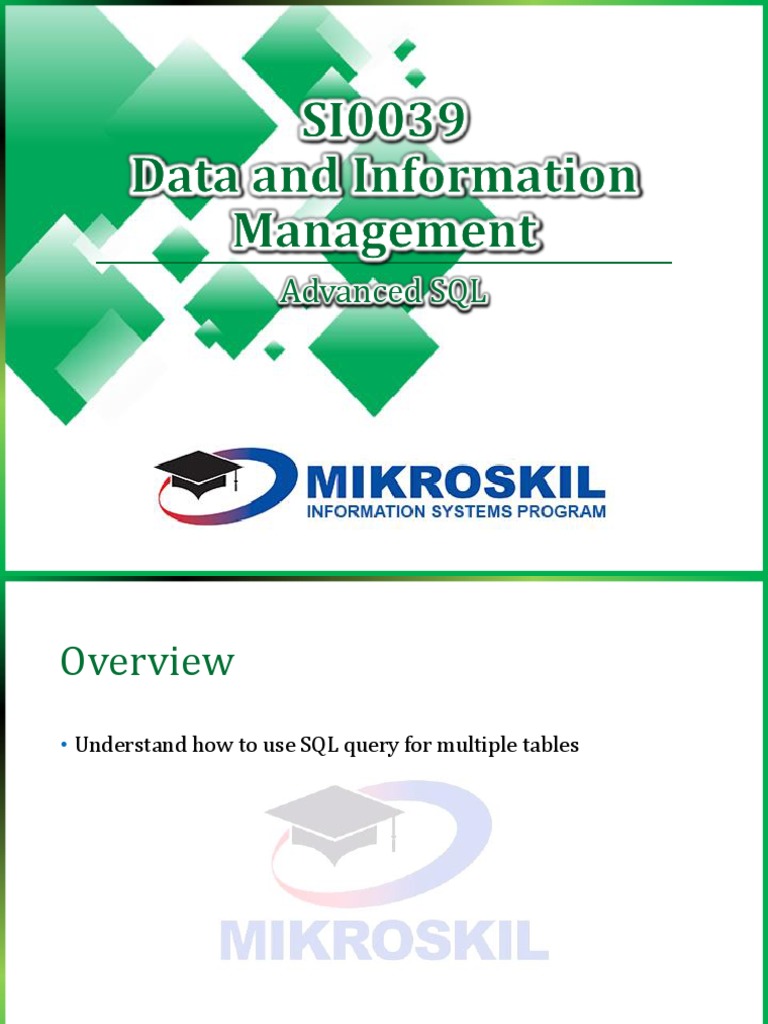 05 Advanced SQL | PDF | Sql | Databases