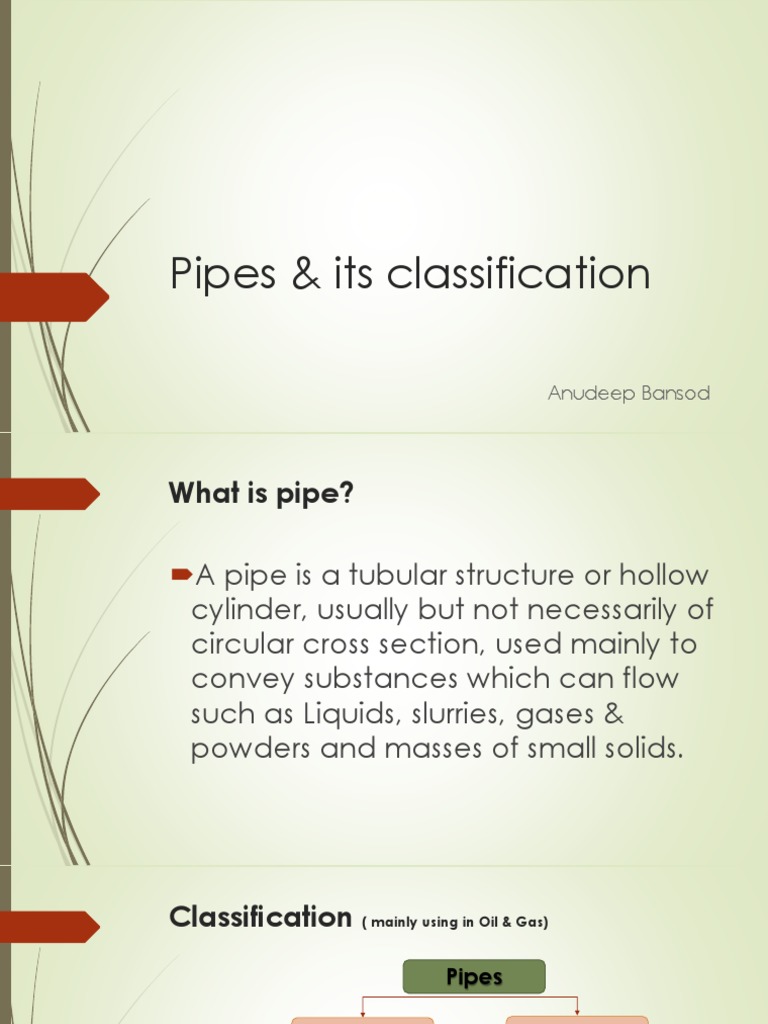 Classification of Pipes | PDF | Pipe (Fluid Conveyance) | Building ...