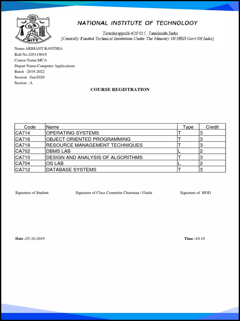 Course Registration Form | PDF