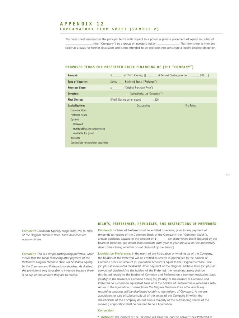 Angel Guidebook - Term Sheet 2 | PDF | Initial Public Offering | Stocks