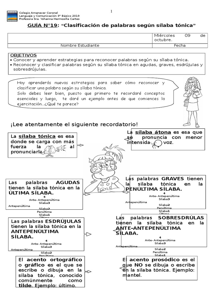 Clasificación de palabras por sílaba tónica | PDF | Gramática ...