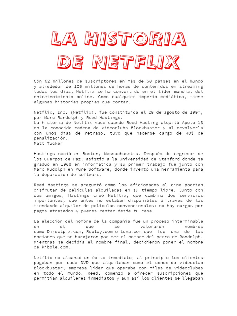 La Historia de Netflix | PDF | Netflix | Informática