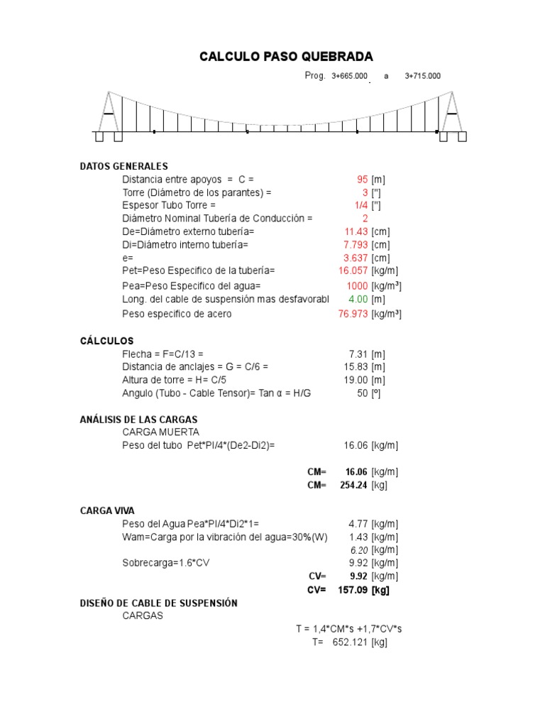 Memoria de Calculo Paso de Quebrada 95 M | PDF | Ingeniería de Edificación | Naturaleza